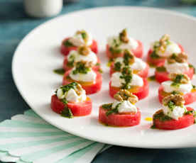 Watermelon canapés with whipped feta and walnuts - Cookidoo® – the ...