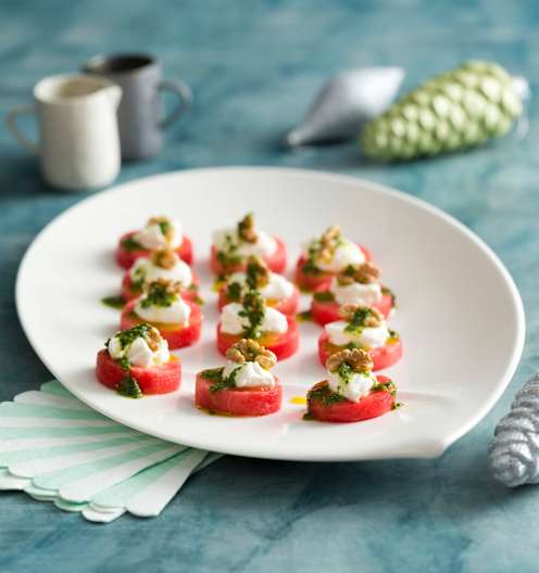 Watermelon canapés with whipped feta and walnuts - Cookidoo® – the ...