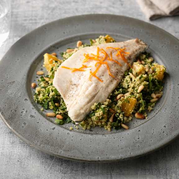 Dampet havabbor med brønnkarse og Couscous med appelsin - Cookidoo ...