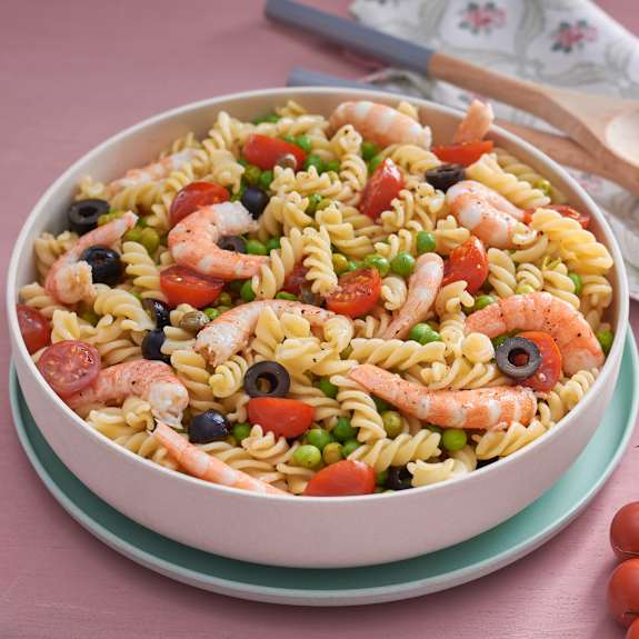 Ensalada de pasta y vegetales con langostinos - Cookidoo® – la ...
