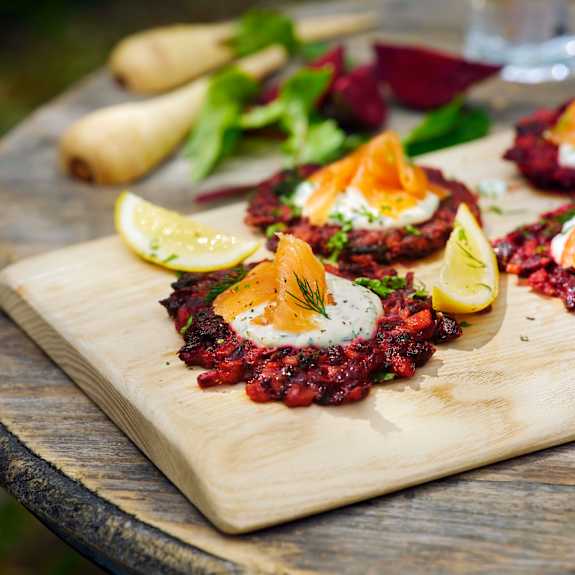Beetroot Rosti with Smoked Salmon and Herb Crème Fraîche - Cookidoo ...