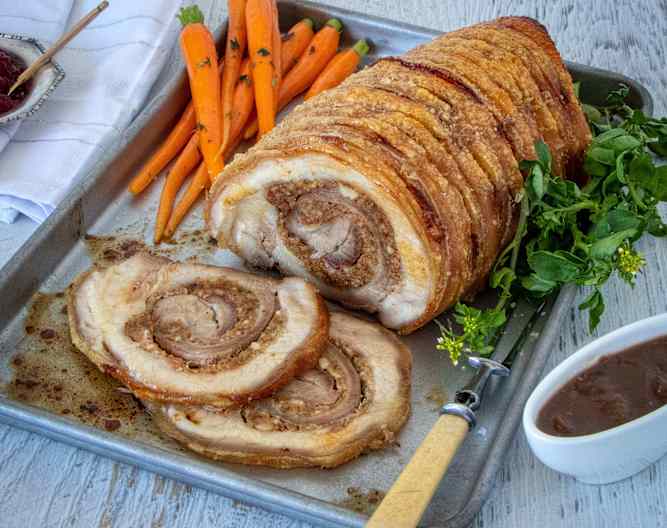 Roast porchetta with fig macadamia stuffing - Cookidoo® – the official ...