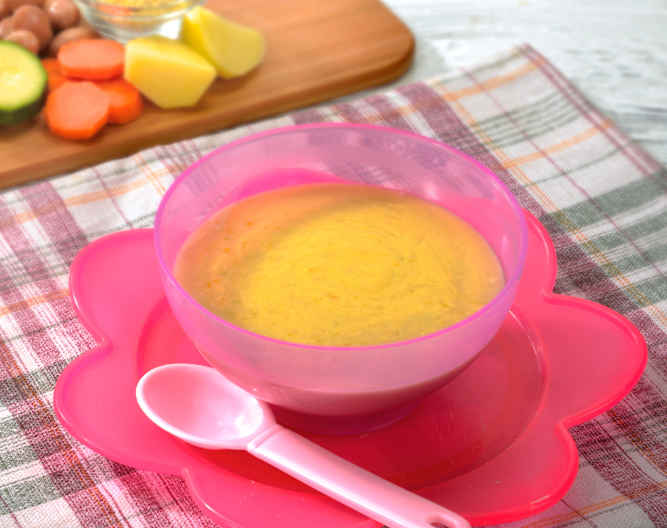 Piure vegetarian de legume și mei, pentru mai multe mese (7-9 luni ...