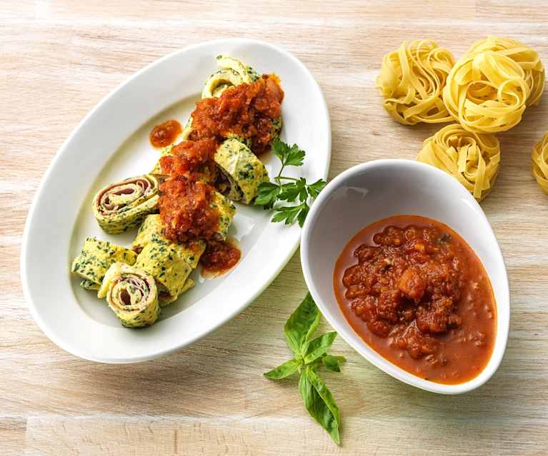 Varoma-cooked vegetable ragout with omelette - Cookidoo® – the official ...