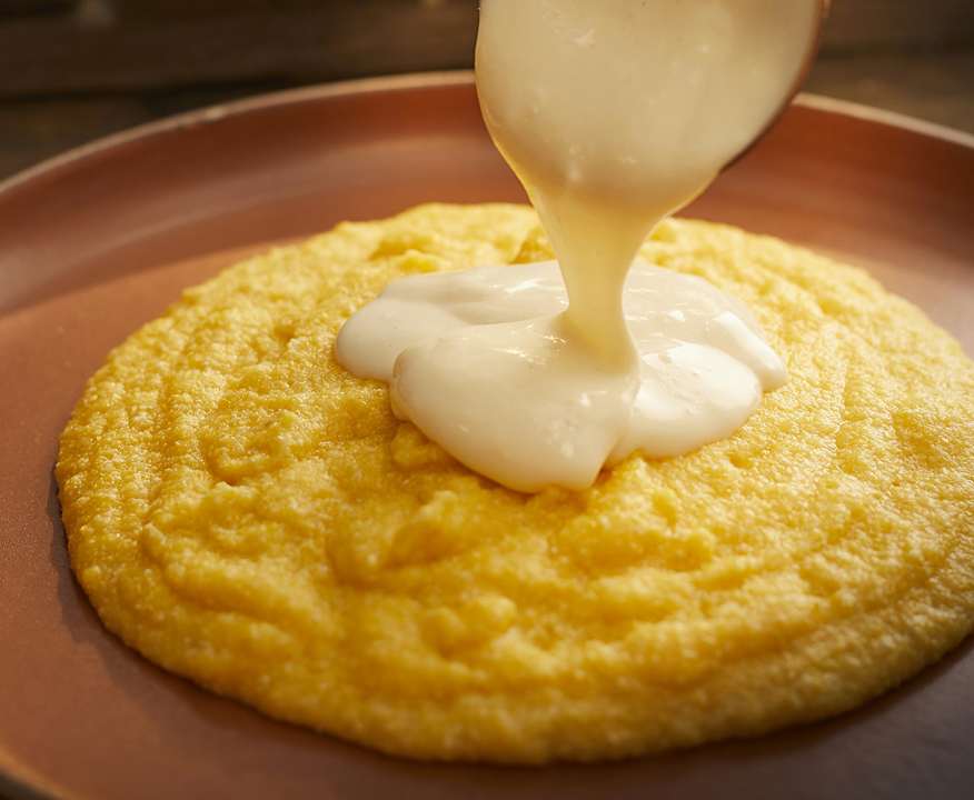 Polenta morbida con fonduta di Parmigiano Reggiano e tartufo nero ...