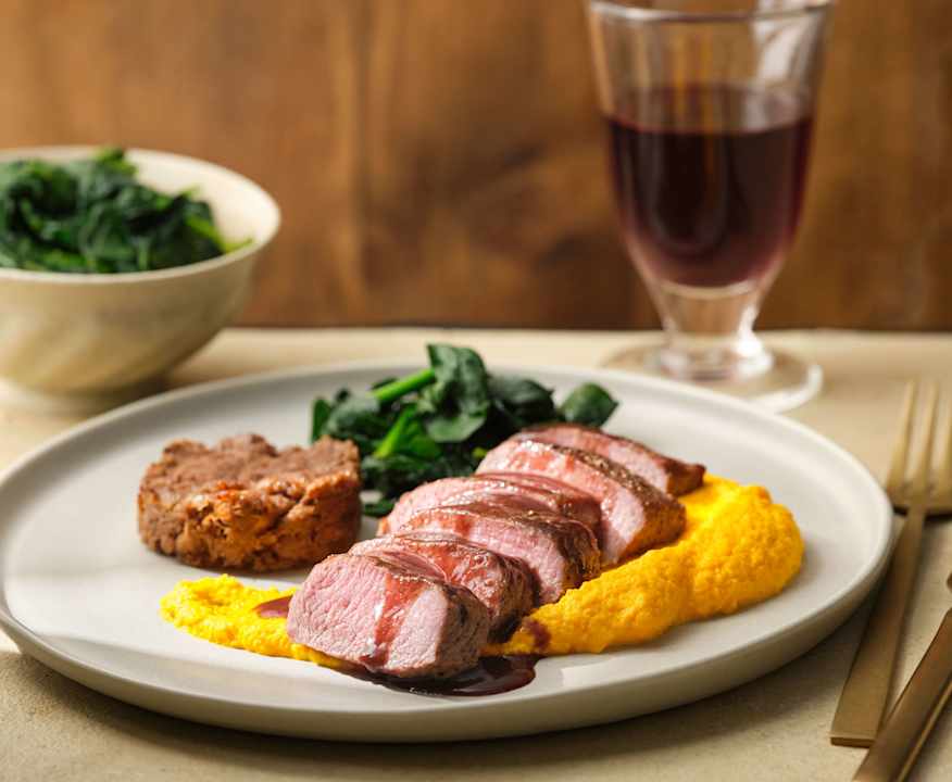 Lamb Cooked Two Ways with Carrot and Ginger Purée and Red Wine Jus ...