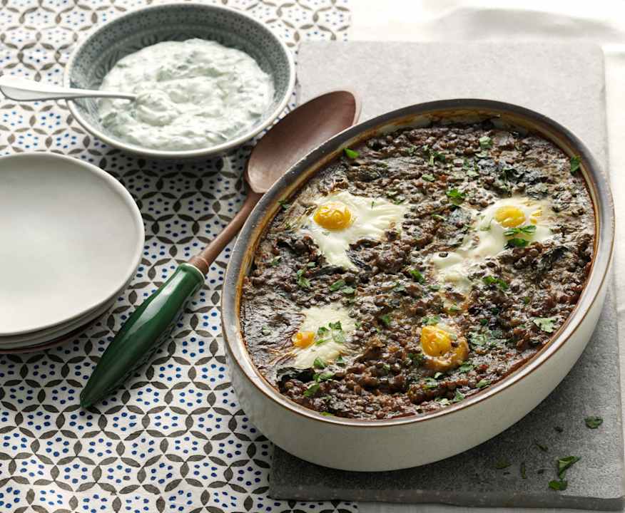 Bakte egg med tomater og linser i geitostsaus - Cookidoo® – das ...