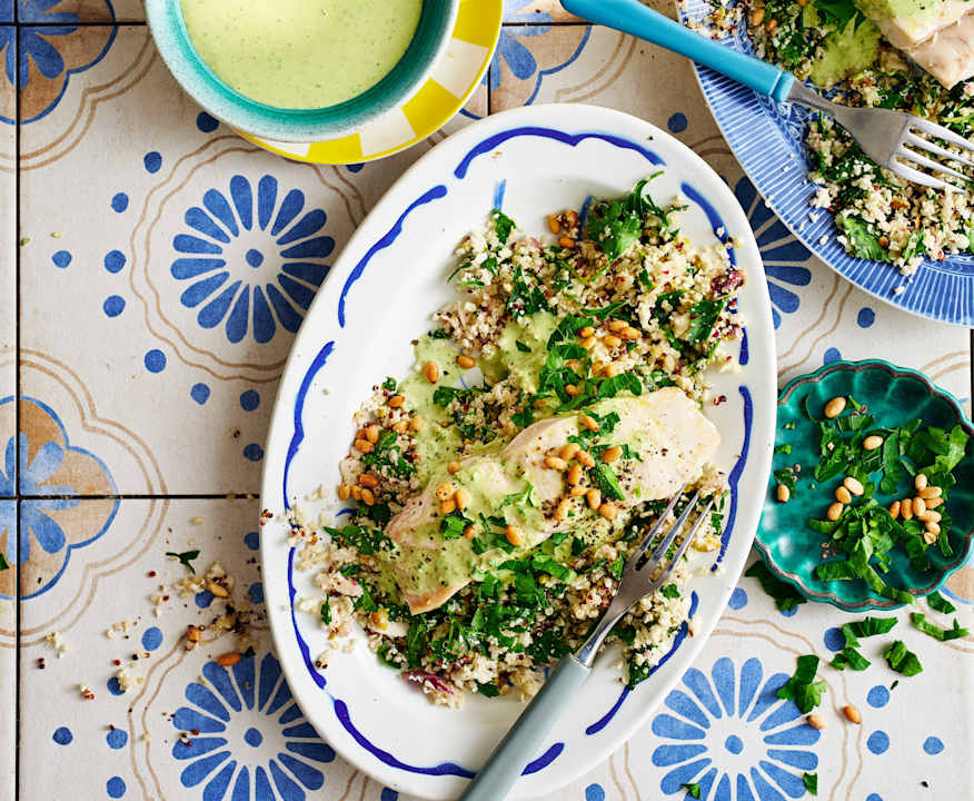 Ryba z sosem tahini i kalafiorową sałatką tabbouleh - Cookidoo® – das ...