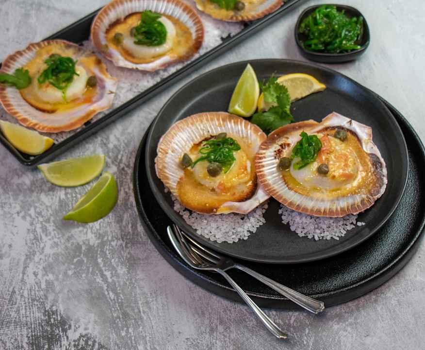 scallops on the half shell