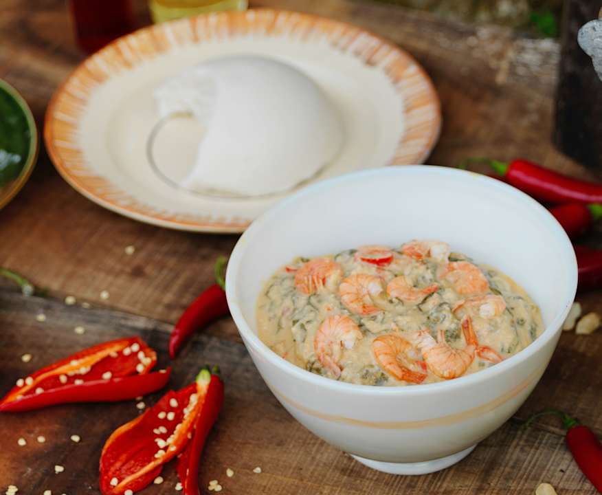 Ragout de feuilles de citrouille aux crevette (m'boa avec xima ...