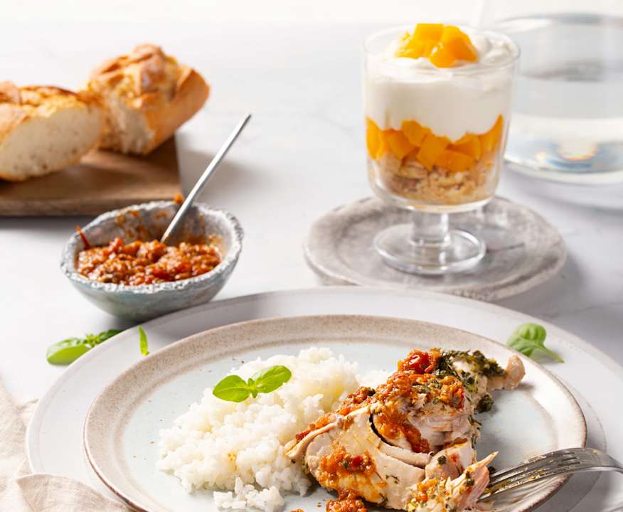 Menu: Tuna on Tomato Sauce with Rice; Peaches and Cream Dessert ...