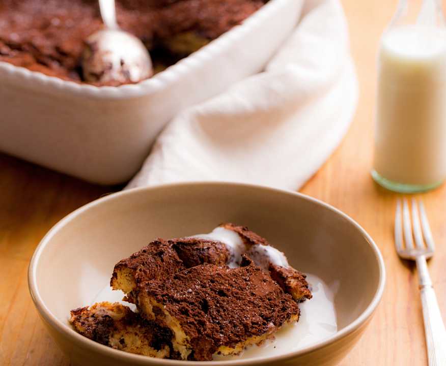 chocolate panna cotta bread and butter pudding