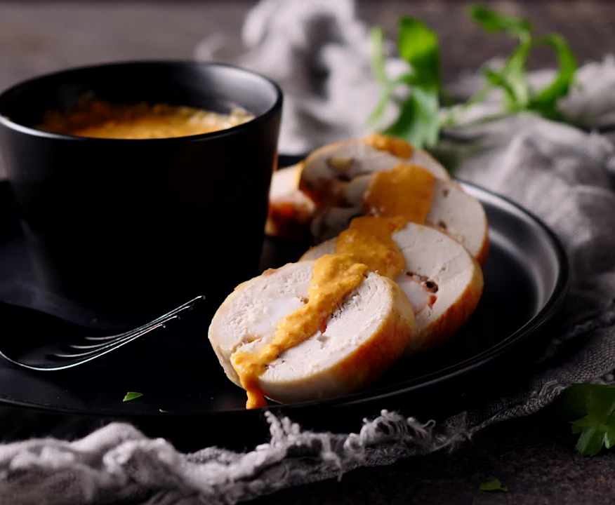 Ballotine de poulet, farce à la langoustine et sauce chorizo - Cookidoo ...