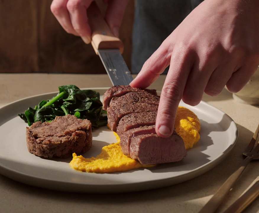 Lamb Cooked Two Ways with Carrot and Ginger Purée and Red Wine Jus ...